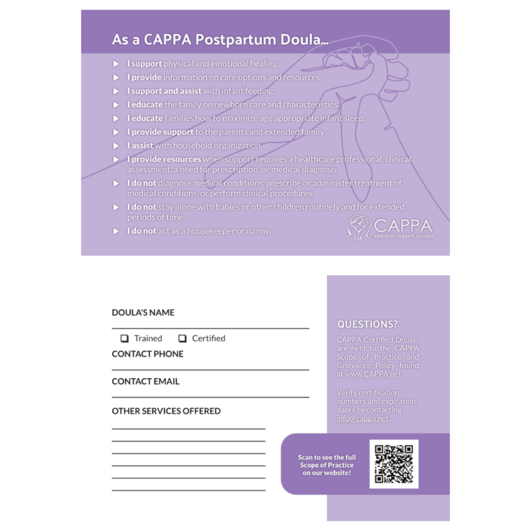 Postpartum Doula Scope Cards | CAPPA